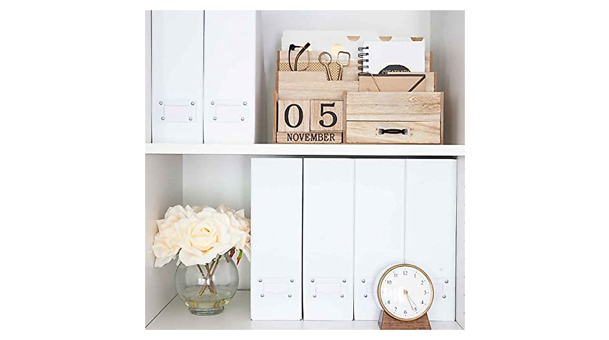 BLU MONACO White Magazine File Holders Set of 6 - Space-Saving Organizers