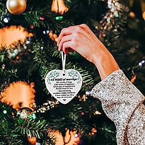 45th Marriage Anniversary Wedding Gifts for Women, Happy 45th Anniversary Wedding Gifts for Husband Wife Friends, 45 Years of Marriage Keepsake Heart Ceramics Hanging Plaque Decor Sign HP017