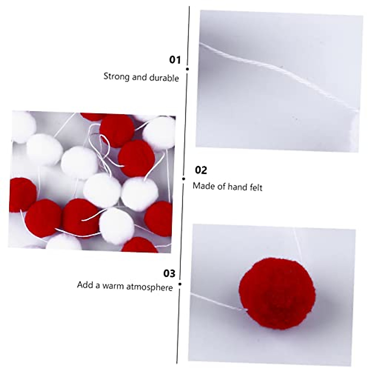 BESPORTBLE Felt Ball Skewers Blush Decor Christmas Decor Home Decoration Felt Christmas Ball Ornament Tassel Garland Christmas Felt Ball Bunting Xmas Felt Balls Garland Red Decorations