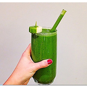 ALINK Clear Glass Straws, 9 in X 10 mm Reusable Straight & Bent Smoothie Straws, Set of 4 with Cleaning Brush