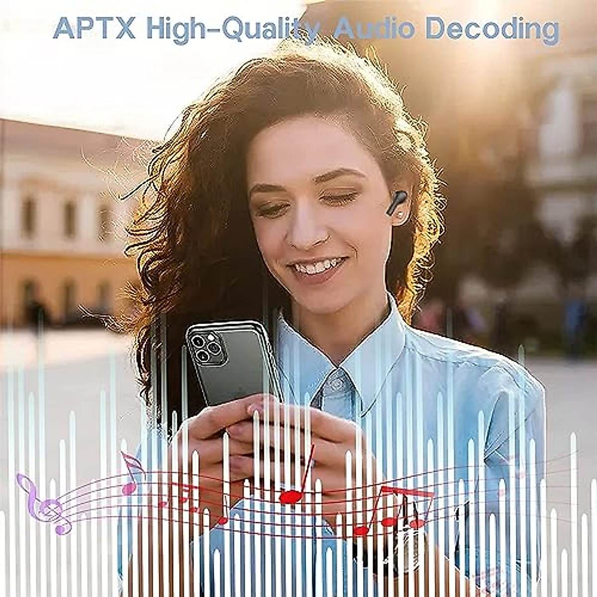 Wireless Earbud, Bluetooth 5.3 Headphones Bluetooth Earbud with Mics, Wireless Earphones in Ear Noise Cancelling Wireless Headphons Deep Bass IPX5 Waterproof Ear Buds Black Pro