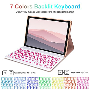 IVEOPPE Galaxy Tab A8 2022 Case with Keyboard 10.5 inch, Detachable Wireless Bluetooth Keyboard Cover & 7 Colors Backlit & Slim Folio Cover for Galaxy Tab A8 SM-X200/X205/X207（Sugar Pink）