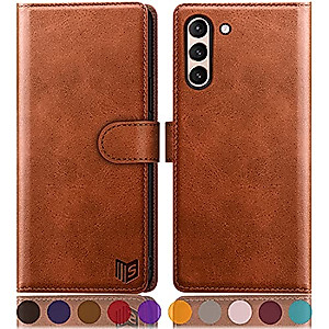 SUANPOT for Samsung Galaxy S21 6.2"(Non S21+) with RFID Blocking Leather Wallet case Credit Card Holder,Flip Folio Book Phone case Shockproof Cover Women Men for Samsung S21 case Wallet Brown