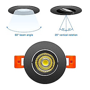 2Inch LED Recessed Ceiling Light, 3W Dimmable LED Downlight, 60 Beam Angle COB Recessed Lights with Driver, Daylight White 5000K-5500K, 25W Halogen Bulbs Equivalent for Ceiling Lighting, 10Pack