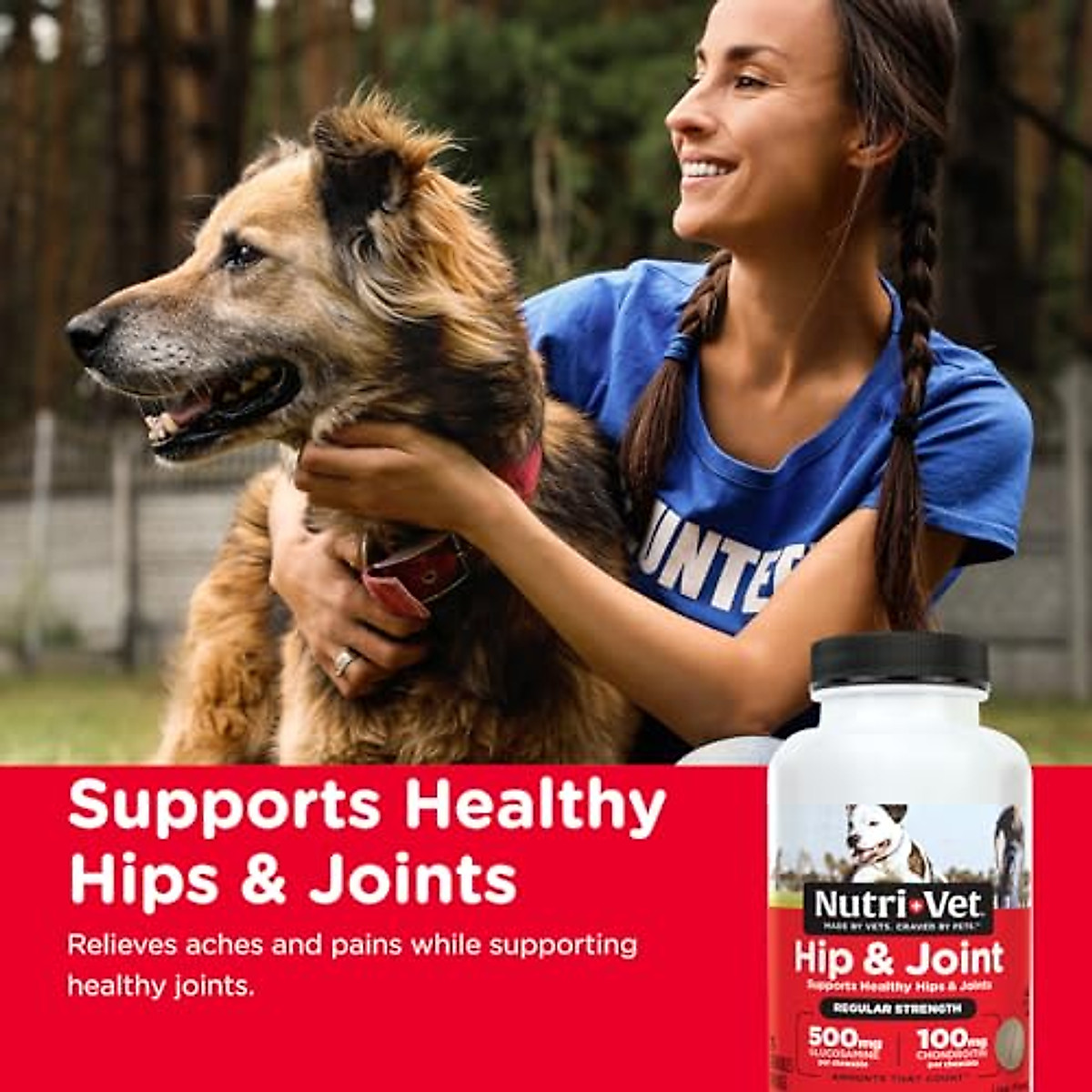 Nutri-Vet Hip & Joint Chewable Dog Supplements - Formulated with Glucosamine & Chondroitin for Dogs - 75 Count
