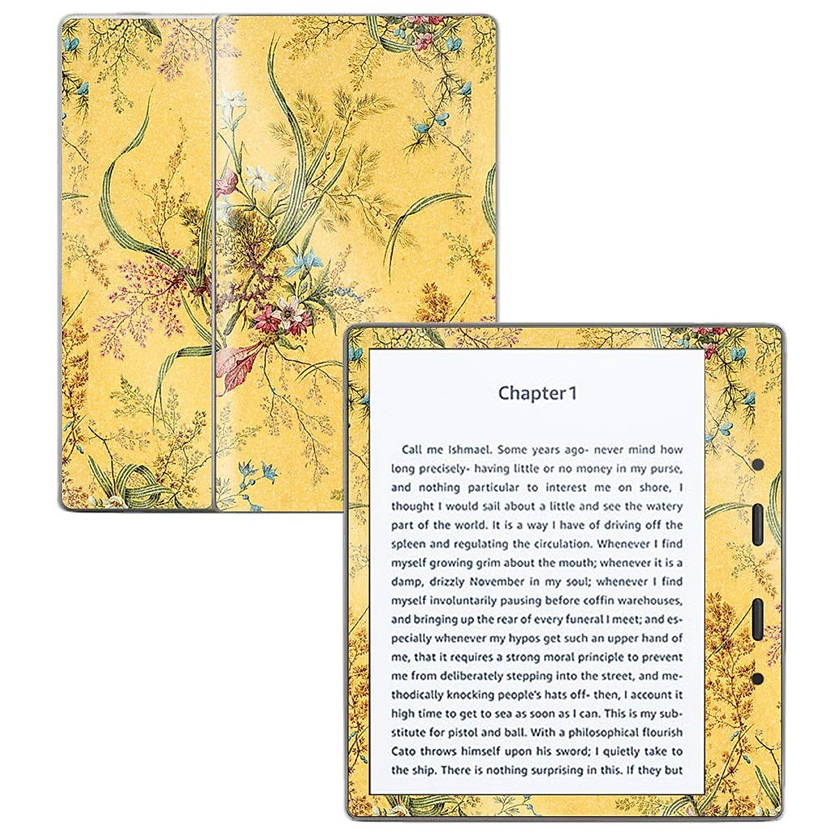 MightySkins Glossy Glitter Skin for Amazon Kindle Oasis 7" (9th Gen) - Yellow Marble End | Protective, Durable High-Gloss Glitter Finish | Easy to Apply, Remove, and Change Styles | Made in The USA