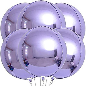 KatchOn, Big Purple Foil Balloons - 22 Inch, Pack of 6 | 360 Degree 4d Metallic Purple Balloons | Lavender Balloons, Lavender Party Decorations | Purple Mylar Balloons for Purple Birthday Decorations