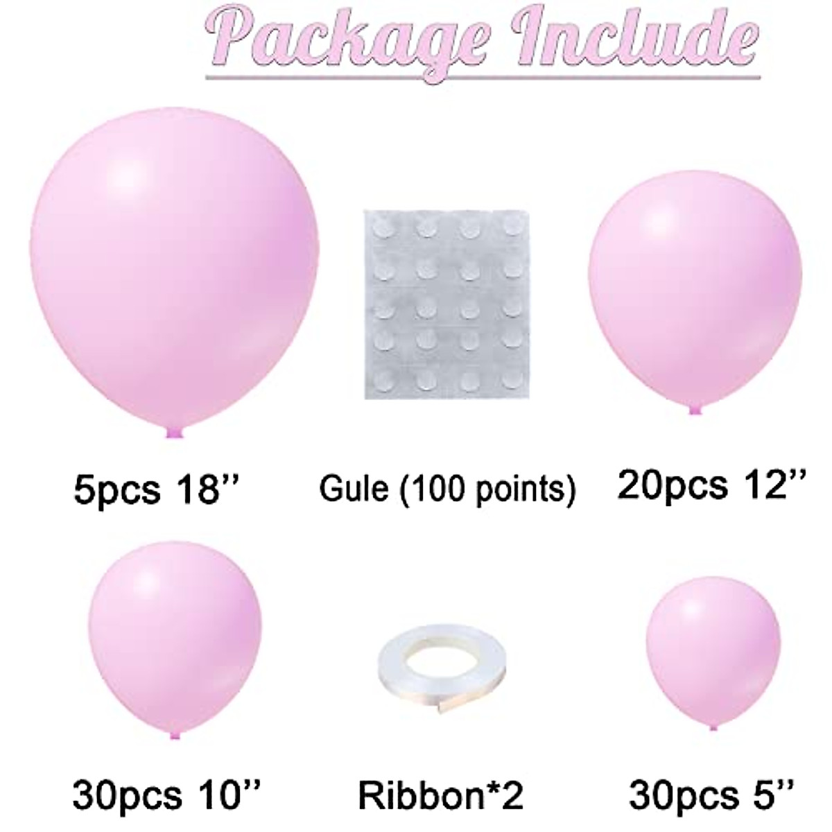 Pink Balloons 85 pcs Light Pink Balloons Garland Arch Kit 5/10/12/18 Inch Different Sizes Pastel Pink Latex Balloons for Pink Birthday Party Decorations Baby Shower Wedding Gender Reveal Decorations