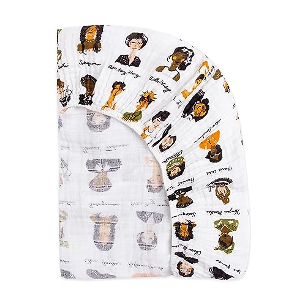 Babyletto 100% Organic Cotton Mini Crib Sheet, GOTS-Certified, Fitted 360°, Ultra-Soft and Breathable Muslin - Women in History