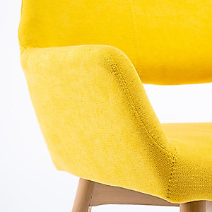 YEEFY Desk Chair No Wheels Vanity Chair Makeup Chair Comfy Accent Chair for Living Dining Room Bedroom Home Office Mid Century Modern Upholstered Arm Chair Sofa Chair (Yellow, 1)