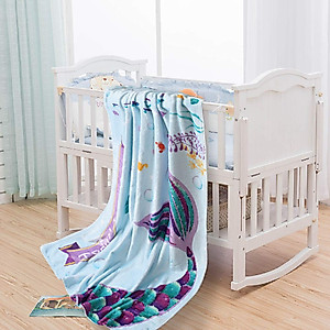 WERNNSAI Mermaid Baby Milestone Blanket - Fleece Weekly Monthly Blankets for Girls Newborn Infant Baby Shower Birthday Xmas Gift Photography Background Prop, 60” × 40”