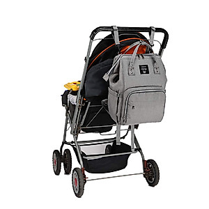 Starte Baby Diaper Bag Backpack with USB Charging Port &Stroller Hooks Travel Back Pack,Light Grey