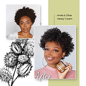 Qhemet Biologics Amla & Olive Heavy Cream - Moisturizing Balm for Extremely Dry & 4C Hair - Adds Soft, Supple Moisture & Hydration to Afros, Coils, Curls, Puffs, Twists, Braids, Locs & More (8.9 oz)