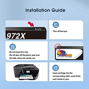 Clorisun 972X 972 Compatible Ink Cartridge for HP 972X 972 972A PageWide Pro 477DW 577DW 377DW 452DW 477DN 452DN 552DW Printer(Black Cyan Magenta Yellow 4-Pack)