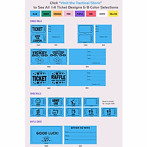 Tacticai 2000 Raffle Tickets, Smile, Purple (8 Color Selection), Single Roll, Ticket for Events, Entry, Class Reward, Fundraiser & Prizes