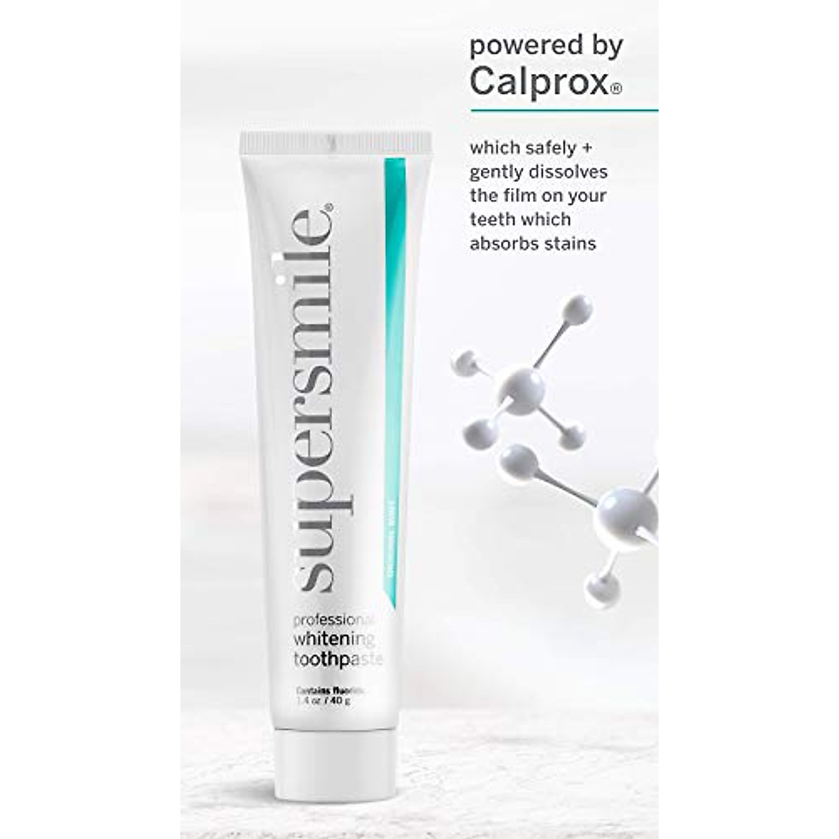 Supersmile Professional Teeth Whitening Toothpaste with Fluoride - Clinically Proven to Remove Stains & Whiten Teeth Up to 6 Shades - Enamel Strengthening - No Sensitivity (Original Mint, 1.4 Oz)