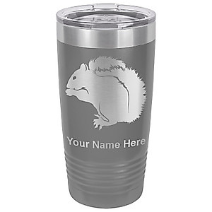 LaserGram 20oz Vacuum Insulated Tumbler Mug, Squirrel, Personalized Engraving Included (Gray)