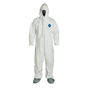 Tyvek Ty122S-Lg Coveralls With Elastic Wrist/Ankle & Hood/Boot, Large, 25/Case.