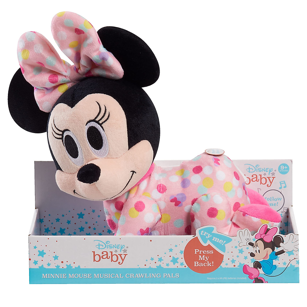 Disney Baby Musical Crawling Pals Plush Minnie Mouse, Stuffed Animal, Officially Licensed Kids Toys for Ages 09 Month by Just Play