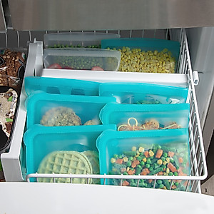 ProKeeper Dual-Zipper 100% Silicone Sandwich Bag, Teal - Reusable and Durable Food Storage Bag