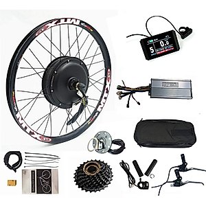 Color Display, Electric Bike Conversion Kit 52V 2000W Rear Motor Wheel Bicycle Kit with Sine Wave Controller, 7 Speed flywheel (26inch)