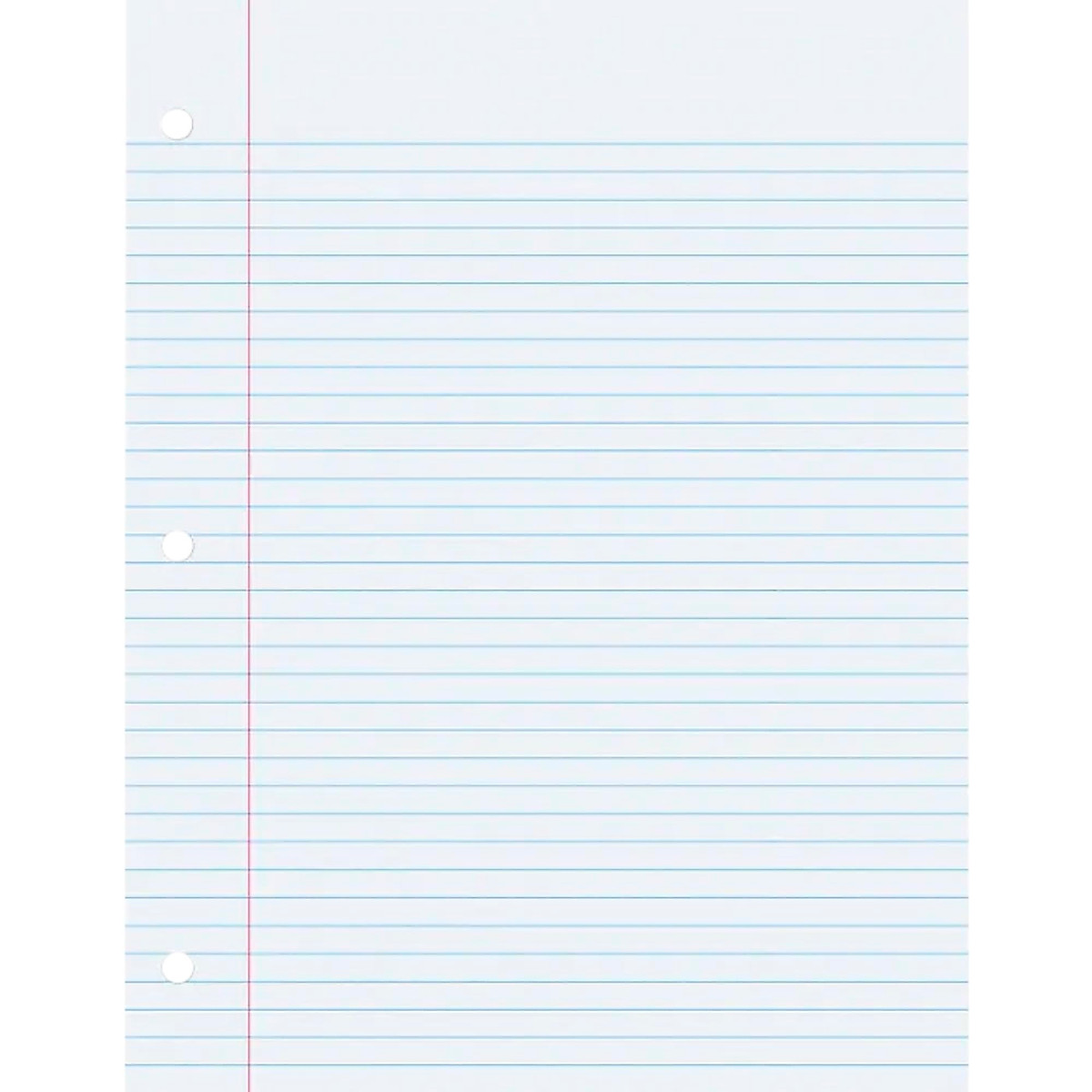School Smart 3-Hole Punched Filler Paper w/Red Margin, 8-1/2 x 11 Inches, College Ruled, 200 Sheets, White