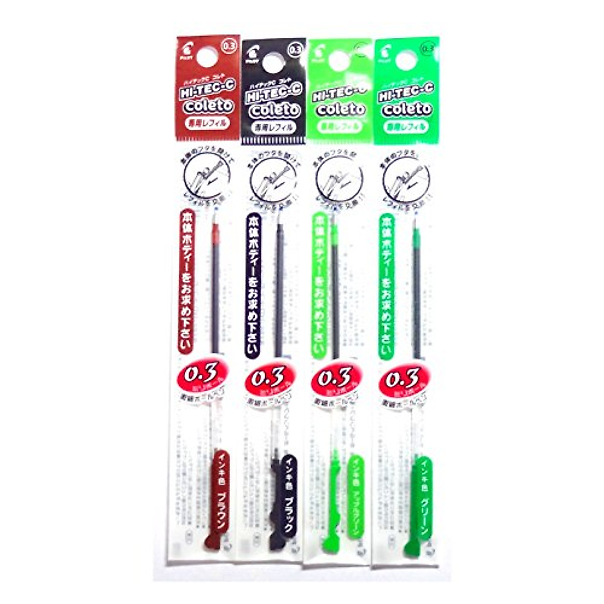 Pilot Hi-Tec-C Coleto Gel Ink Pen Refill 0.3mm, 15-color Set(Japan Import) [Komainu-Dou Original Package]