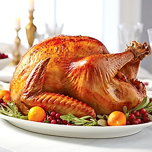 HIC Kitchen Turkey Embossed Serving Platter, Fine White Porcelain, Oversized