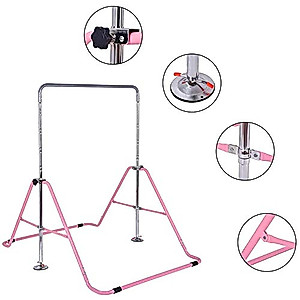 BalanceFrom Gymnastics Bar for Kids Height Adjustable Horizontal Kip Bar Folding Gymnastics Junior Training Bar