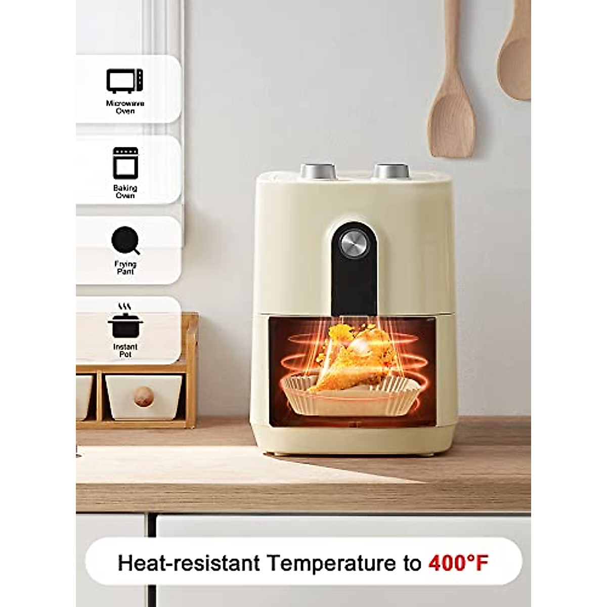 SMARTAKE Air Fryer Liners, 120 PCS Air Fryer Disposable Paper Liner, 6.1" Square Airfryer Basket Parchment Paper Liners, Non-Stick Oil-Proof for Frying Baking Roasting Oven, Fit 2-3 QT, Unbleached