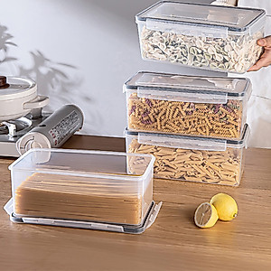 Luvan 4PCS Airtight Food Storage Containers, 3.2L BPA-Free Plastic Spaghetti Container for Pasta Organizer, Air Tight House Kitchen Pantry Organization & Storage Rice, Coffee, Tea, Nuts, Spaghetti