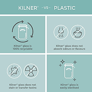 Kilner 0.125L Set of 2 Glass Store Pots 125ml with Push Top Silicone Lids | Perfect for Snacks & Food Storage, Clear, Blue and Yellow