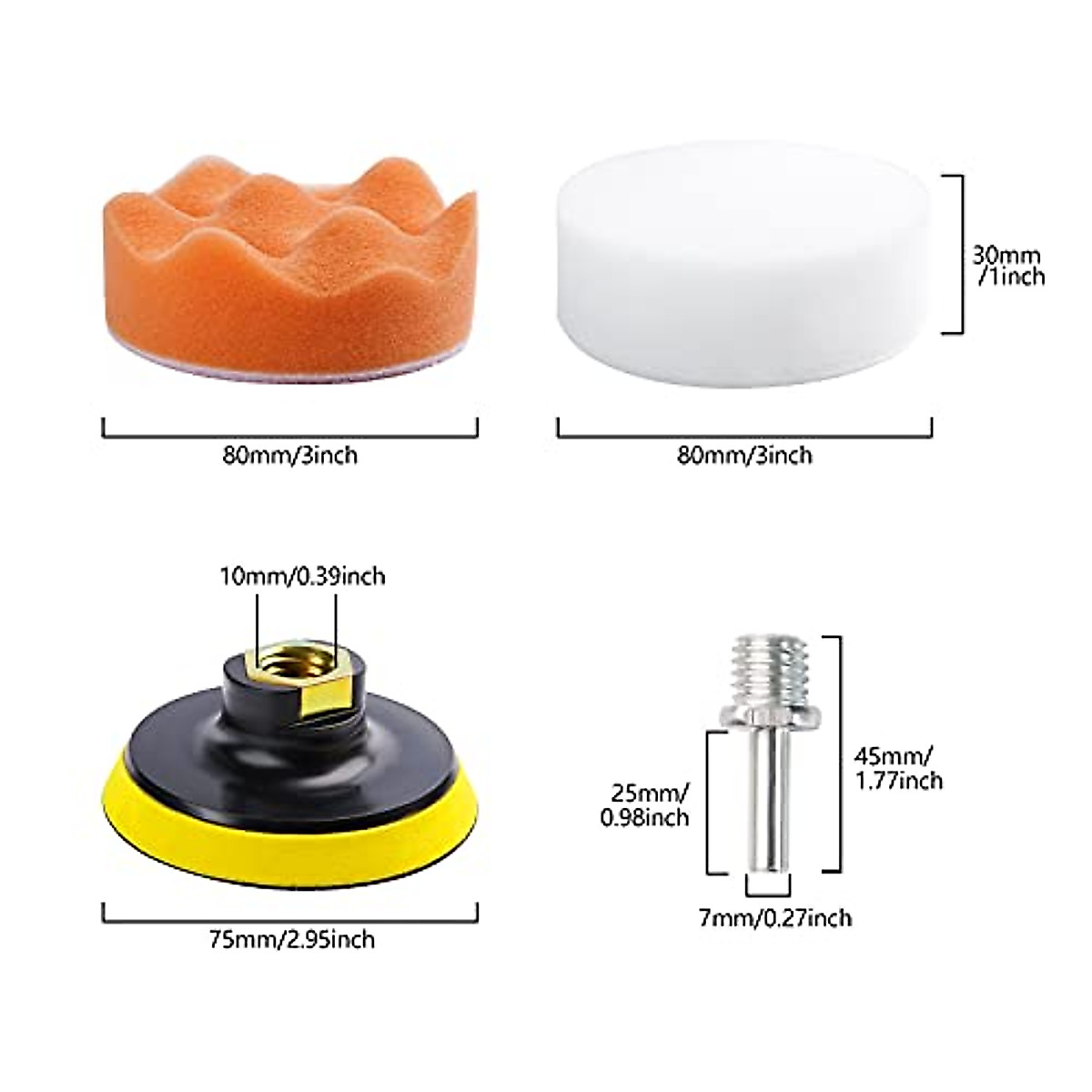 S SATC 3 Inch Buffing Pads 22 Pcs Buffing Pad for Drill 80mm Buffing Pads Car Polishing Pad for Car Sanding Buffing Waxing Sealing Glaze