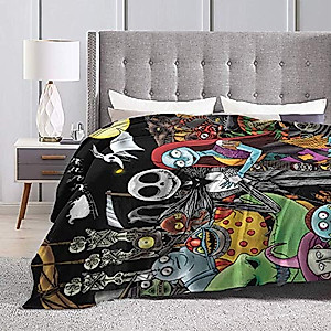 Nightmare Before Christmas Blanket Soft Jack Skellington & Sally Throw Blankets for Couch Bed Living Room Sofa 50" X40