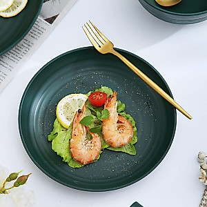 Kyraton 16-Piece Unbreakable Polypropylene Dinnerware Set, Dark Green, Microwave Safe