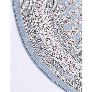 Unique Loom Narenj Collection Classic Traditional Textured Medallion Pattern Design Area Rug, 10' Round, Blue/Burgundy