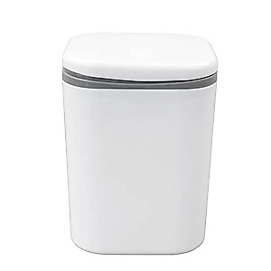 Begale 0.5 Gallon White Plastic Desktop Garbage Can, Mini Trash Can with Lid