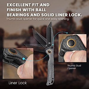 Kizer Begleiter 2 Folding Knife Black Micarta Handle EDC Knife 3.43 Inches 154CM Steel Pocket Knives V4458.2TC1