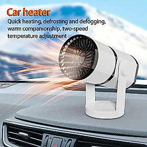 TTSITG Portable Car Heater Defroster, 12V 150W Car Defroster Defogger with 360 Degree Rotary Base 2 in 1 Plug in Cigarette Lighter Car Heater and Cooling Fan for Automobile Windscreen Winter (12V)