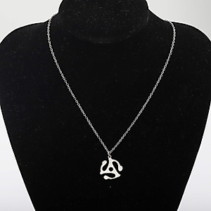 MAOFAED Record Adapter Necklace DJ Retro Symbol Gift DJ Gift Record Adapter Jewelry Music Lovers Jewelry 45 rpm Adapter Necklace (Adapter Necklace)