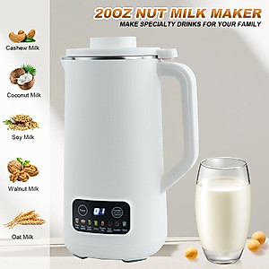 Yabound Nut Milk Maker, Automatic Soy Milk Maker, 20oz Nut Milk Maker Machine with Delay Start Keep Warm Self-Cleaning, Almond Milk Machin for Homemade Plant-Based Milk, Oat, Soy, Yogurt (White)