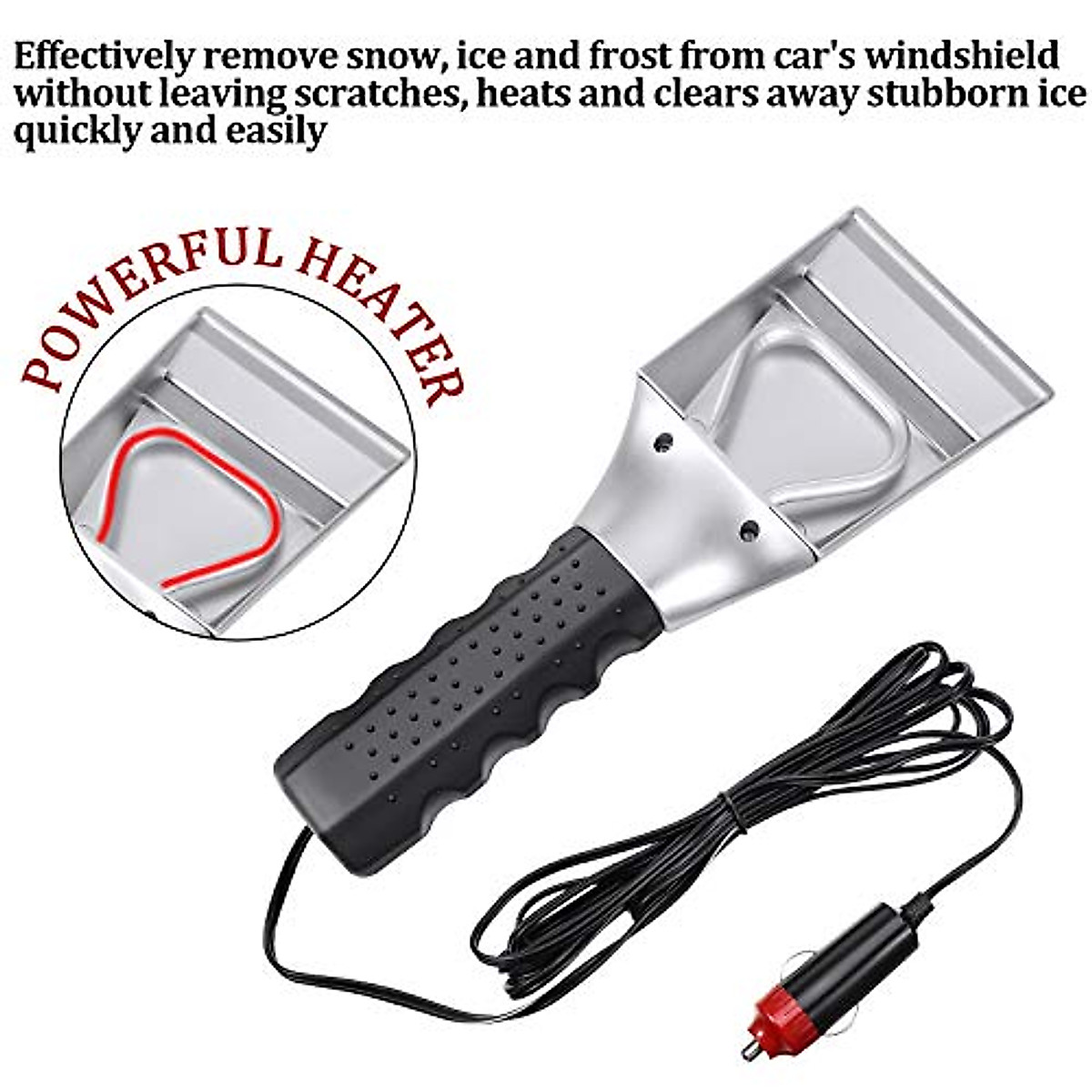 Frienda Heated Snow Ice Scraper 12V Electric Auto Windshield Ice Scrapers Electric Window Ice Scraper with 2 Pieces Rear View Mirror Covers Side Mirror Protective Covers for Most Cars Trucks SUV