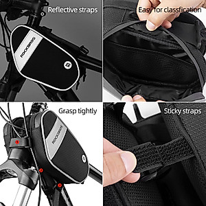 ROCKBROS Bike Front Frame/Handlebar Phone Mount Bag Top Tube Bike/Bicycle Bag Waterproof Cycling Accessories Bike Pouch with 360° Rotation Phone Holder Fit Smartphone Below 6.7''
