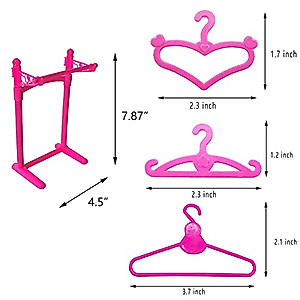 HighFun 55PCS Doll Hangers for Doll Clothes Doll Accessories for 12 inch Dolls 1 Display Rack for Show Doll Clothes