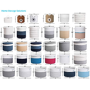 20" x 20" x 15" Extra Large Storage Basket with Lid, Cotton Rope Storage Baskets, Laundry Hamper, Toy Bin, for Toys Blankets Pillows Storage in Living Room Baby Nursery, Full White Basket with Cover