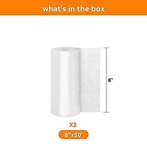 Wevac Vacuum Sealer Bags 8x50 Rolls 2 pack for Food Saver, Seal a Meal, Weston. Commercial Grade, BPA Free, Heavy Duty, Great for vac storage, Meal Prep or Sous Vide