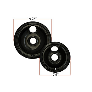 KITCHEN BASICS 101 Made in the USA WB31M20 WB31M19 Replacement Range Cooktop Porcelain Drip Pans for GE 2 6-Inch & 2 8-Inch Pans, 4 Pc