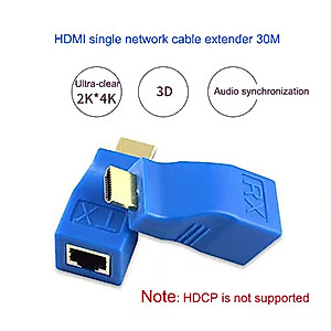 Sruixin HDMI RJ45 Adapter Ethernet Cable Extender Converter 30M CAT-5e CAT6 Supports HDMI1.4 3D 1080P Resolution 4k 2k HDTV,Set-top Box,DVD,PS4,STB,HD EVD,Projector and Surveillance,etc., 100 Feet