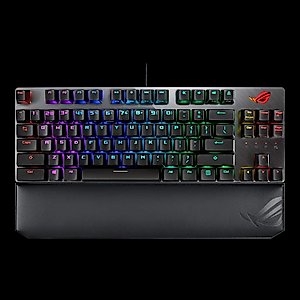 ASUS ROG Strix Scope TKL Deluxe 80% RGB Gaming Mechanical Keyboard, Cherry MX Red Switches, ABS Keycaps, Detachable Cable, Wider Ctrl Key, Stealth Key, Wrist Rest, Macro Support-Black
