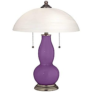 Color + Plus Passionate Purple Gourd-Shaped Table Lamp with Alabaster Shade